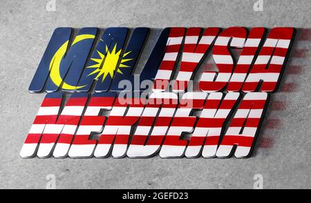 3D rendering of the text Malaysia Merdeka meaning Malaysia's ...