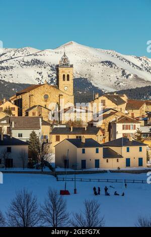 FRANCE. PYRENEES-ORIENTALES (66) ANGLES SKI RESORT IN WINTER FROM ...