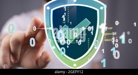 Person's hand reaching to 3D rendered speech bubble icons Stock Photo ...