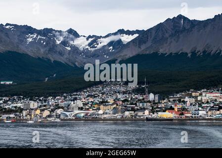 USHUAIA, ARGENTINA - april 04. 2018: big cruise ship at the Port of ...