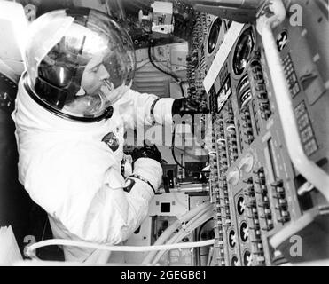 The Apollo 9 prime crew participates in water egress training in the ...