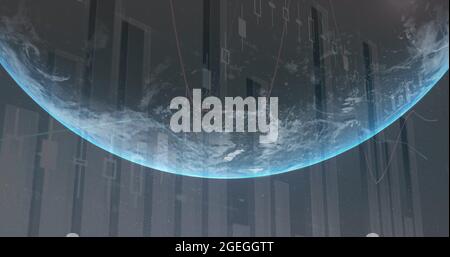 Earth with bar charts Stock Photo - Alamy