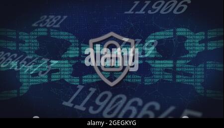 Image of online security padlock and chains with numbers changing Stock ...