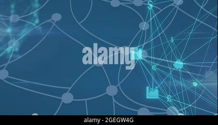 Image of network of connections with financial icons Stock Photo - Alamy