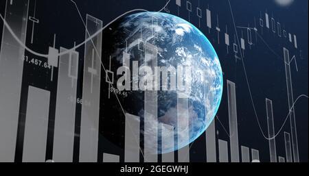 Graph and chart over earth Stock Photo - Alamy