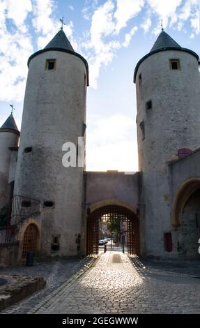 Entrance to the German Gate in Metz, Lorraine, background blue sky and ...