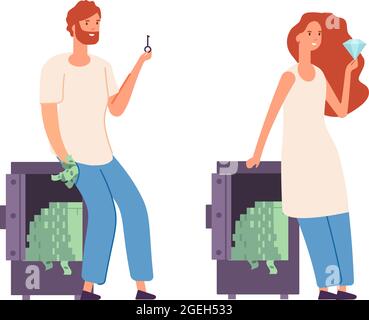 woman holding key protection safe Stock Vector Image & Art - Alamy