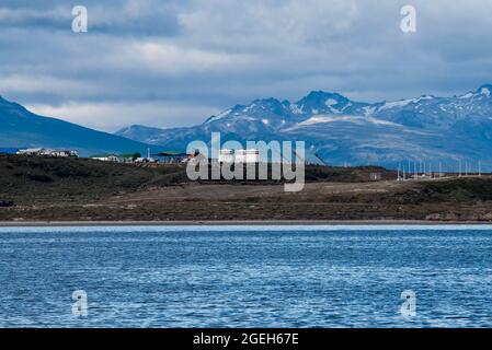 USHUAIA, ARGENTINA - april 04. 2018: big cruise ship at the Port of ...