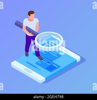 smartphone device with magnifying glass Stock Vector Image & Art - Alamy