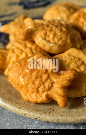 Homemade Fished Shaped Custard Japanese Taiyaki with Filling Stock ...