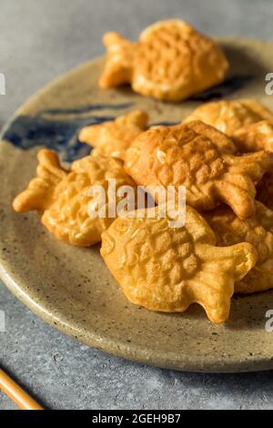 Homemade Fished Shaped Custard Japanese Taiyaki with Filling Stock ...