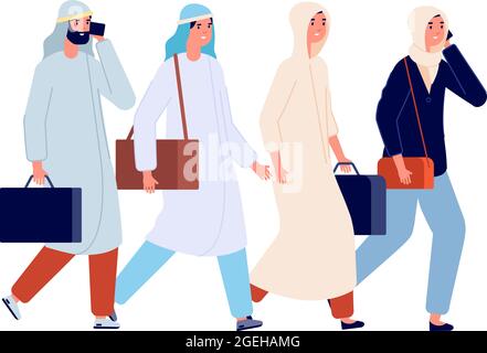 Walking muslim businesswoman. Arabic female manager in black robe ...