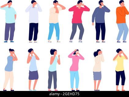 Embarrassed Person Feeling Shame , Vector Cartoon Stick Figure ...