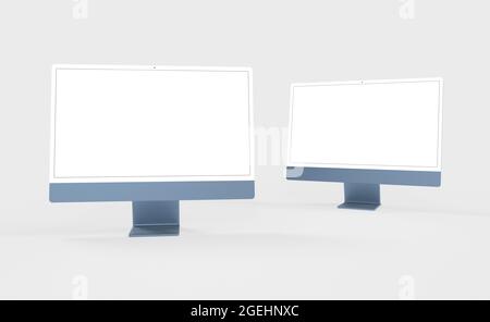 Computer monitors with copyspace on the white screen Stock Photo - Alamy