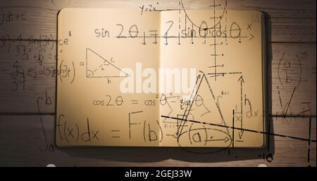 Mathematical equations against open book Stock Photo - Alamy
