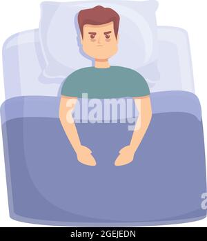 Boy insomnia icon cartoon vector. Sleep disorder. Night stress Stock ...