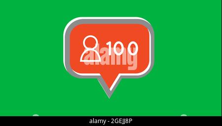 Orange chat box with numbers of followers 4k Stock Photo - Alamy