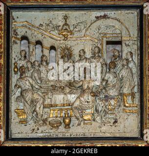 Ancient painting depicting the Holy Communion, Soro, Denmark, September ...