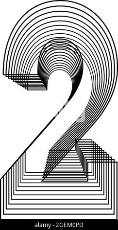 two number character line icon vector illustration Stock Vector Image ...