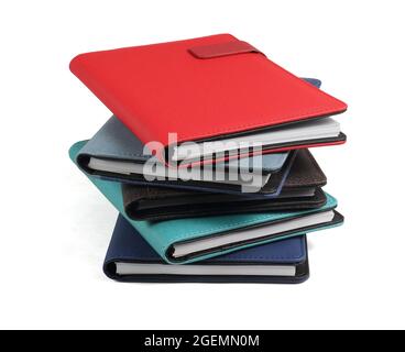Collection of Colorful Diaries on White Background Stock Photo - Alamy