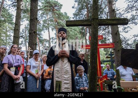 Grabarka, Poland. 18th Aug, 2021. Orthodox priests seen walking around ...