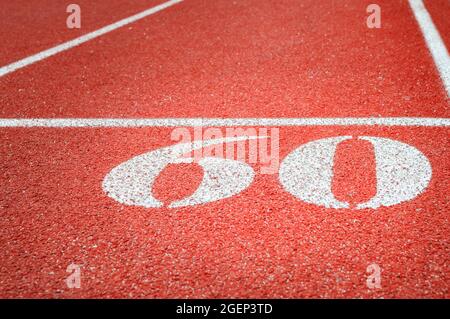 Numbers on Finish Line of 60 Meters Running Stock Photo - Alamy