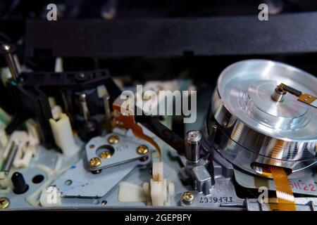 The inside of a VHS video cassette player Stock Photo - Alamy