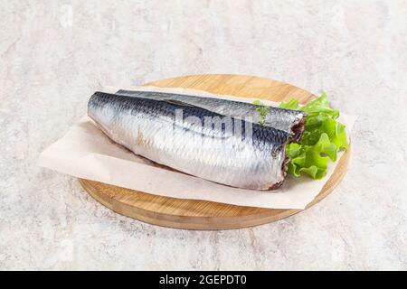 Marinated Herring fillet with skin for cooking Stock Photo - Alamy