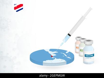 Costa Rica Vaccination, Injection with COVID-19 vaccine in Map of Costa ...