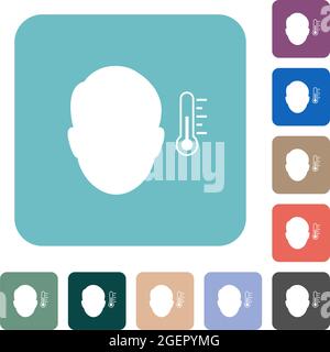 Fever measurement solid flat color icons in square frames on white ...