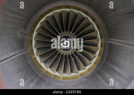 Rotating turbofan engine with a spiral mark Stock Photo - Alamy