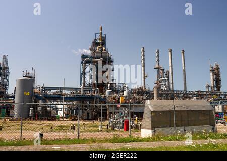 Port of Rotterdam aerial view of the Shell Europoort terminal liquid ...