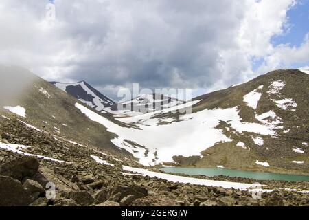 Beautiful scenery of Kelitsadi lake in Georgia under a cloudy sky Stock ...