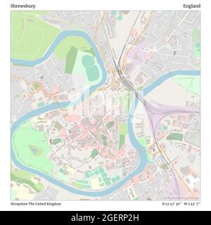 Road map of the city of Shrewsbury in the United Kingdom on a white ...