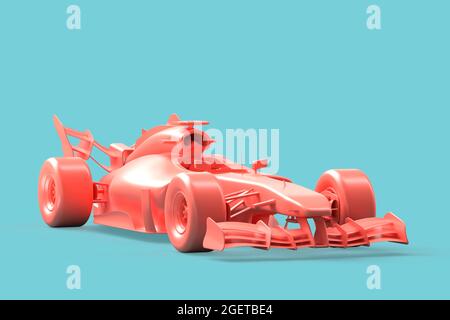 Side view of pink modern racing car over teal background. 3D Rendering ...