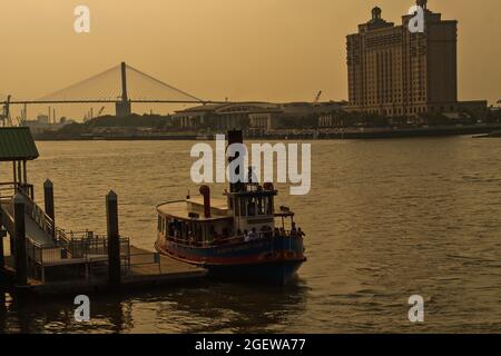 Small River Ferry on the Savannah River, Savannah, Georgia, USA Stock ...