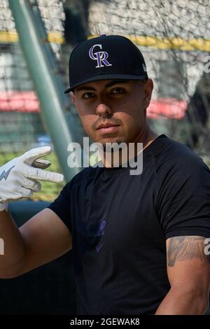 August 20 2021: Colorado second baseman Alan Trejo (13) during pregame ...