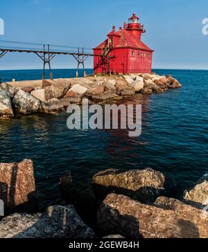 The Breakwater at The Sturgeon Bay Ship Canal Pierhead Lighthouse ...