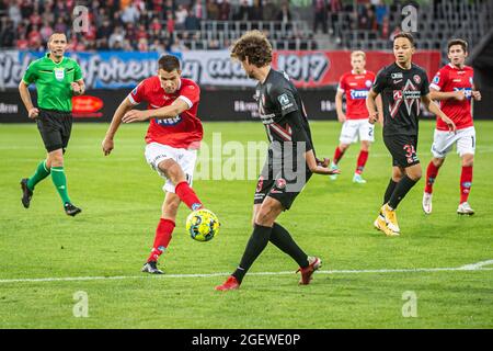 Herning, Denmark. 20th Aug, 2021. Victor Lind (53) of FC Midtjylland ...