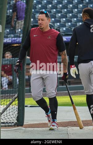 August 20 2021: Arizona third baseman Asdrubal Cabrera (14) makes a ...