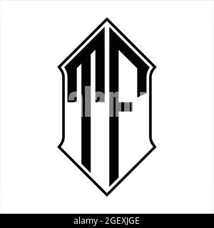 FT Logo monogram with shieldshape and black outline design template vector icon abstract Stock ...