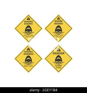 Shark warning sign in yellow rhombus. Sharks, keep out vector Stock ...