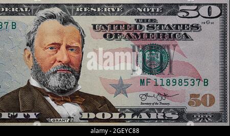 fragment of colorized 50 dollar banknote for design purpose Stock Photo ...