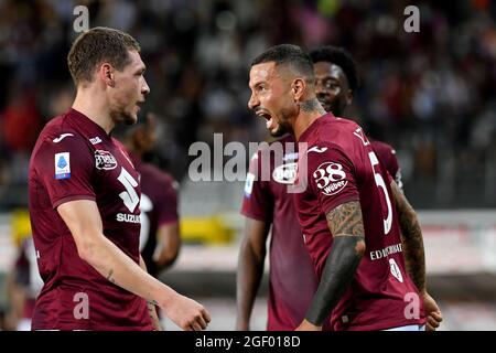 Andrea Belotti of Torino FC and Rolando Mandragora of Torino FC during ...