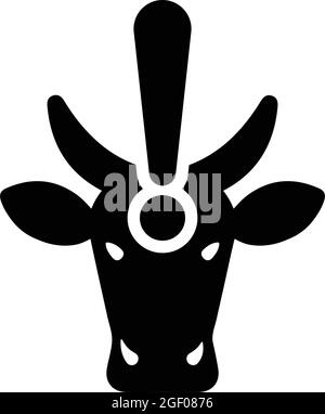 Bull alert, cattle, cow problem, danger, ox caution icon is isolated on ...
