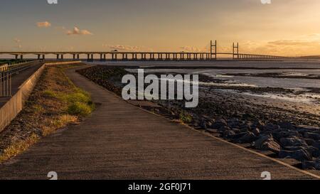 Golden Hour at the The Prince of Wales Bridge and the River Severn ...