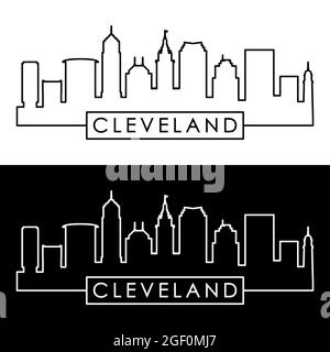 Cleveland city skyline silhouette background, vector illustration Stock ...