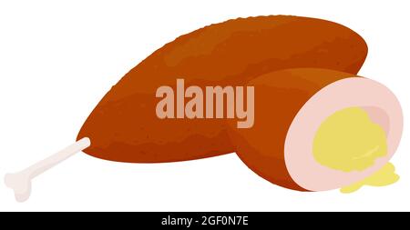 Cartoon breaded chicken kiev cutlets isolated on white background ...