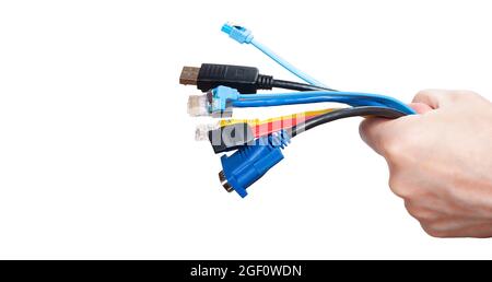 computer cables with different connectors for network and data ...
