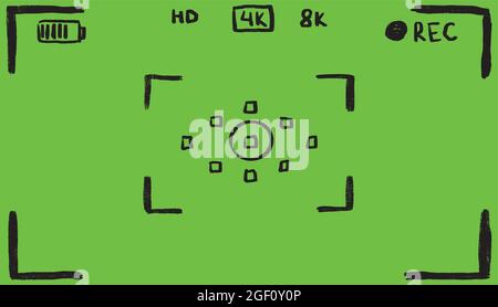 Camera Frame viewfinder screen doodle mockup. Simple hand drawn video ...